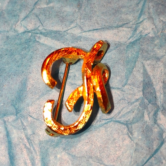 Vintage | Jewelry | Vintage Gold Initial Cursive Capital F Brooch ...